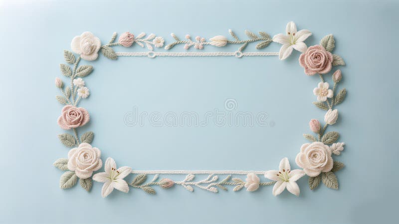 Floral Pattern Border Background Embroidered with Yarn Stock ...