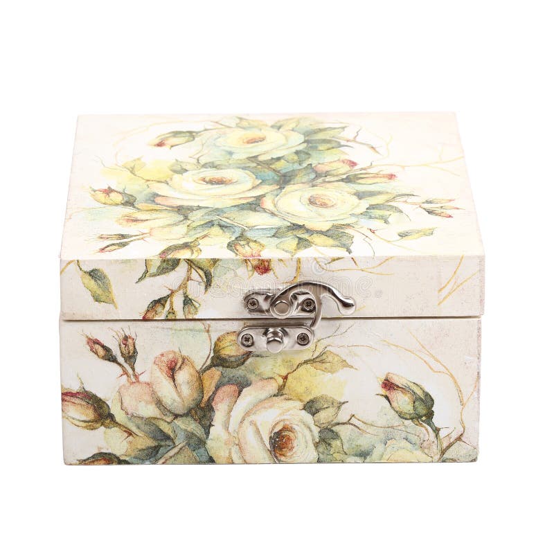 Floral Pattern Box Decorated with Decoupage Paper Stock Photo - Image ...