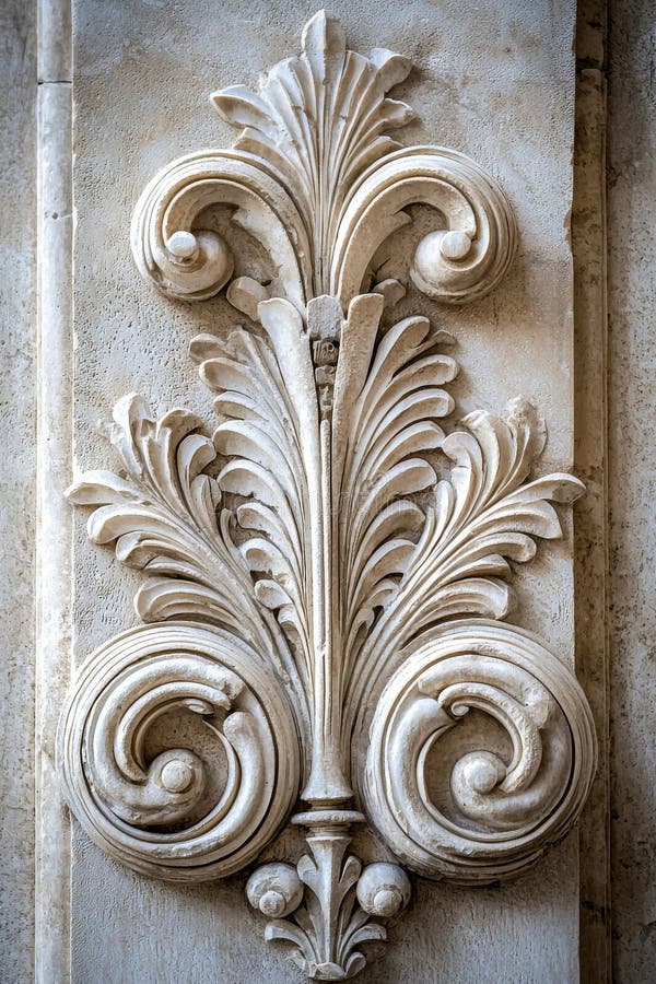Floral Pattern Carved into an Antique Stone Bas-relief Stock Image ...
