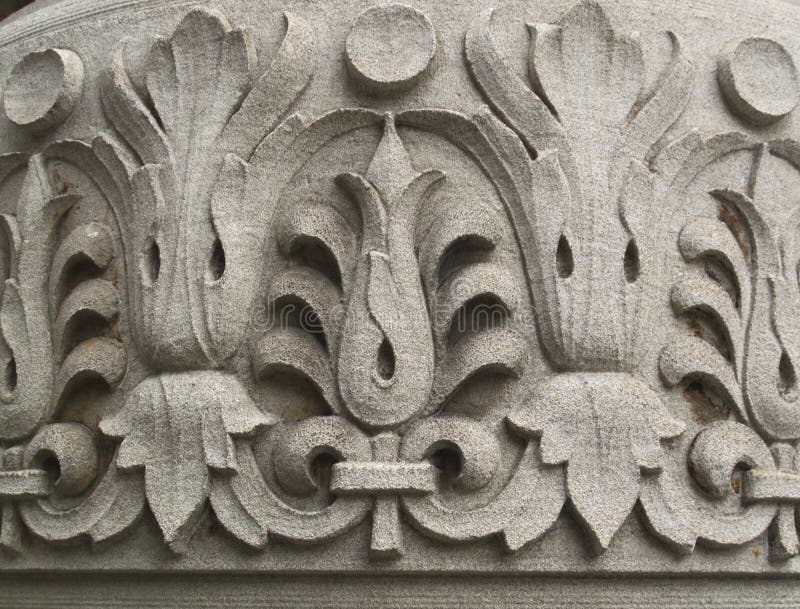 Floral Pattern Carved into a Stone Pillar Stock Image - Image of wall ...