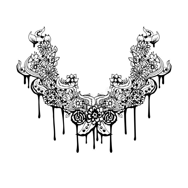 Neck Print Line Design Decorative Black Neck Print Stock Vector ...