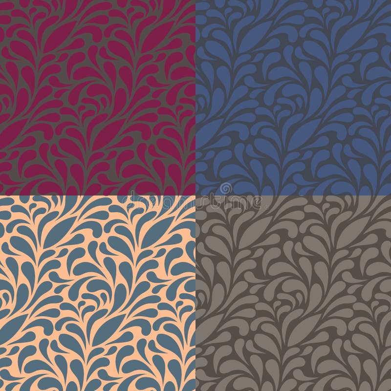 Floral Pattern 4 Color Seamless Stock Vector - Illustration of swirl ...