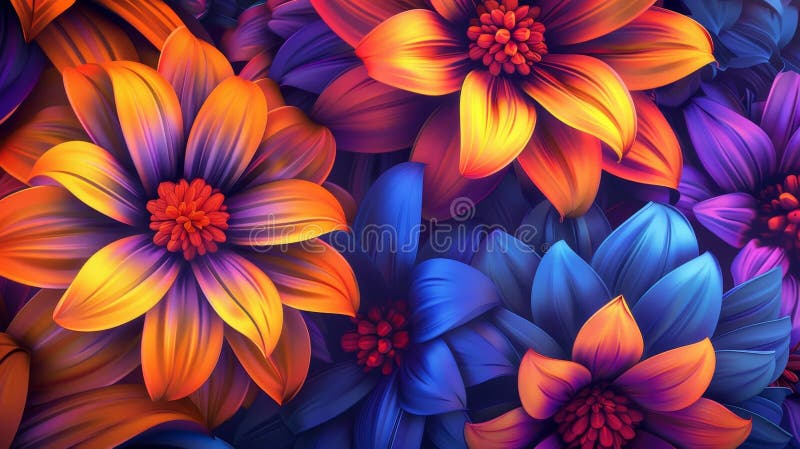 A Floral Pattern with Colored Petals in an Abstract Style Stock Photo ...