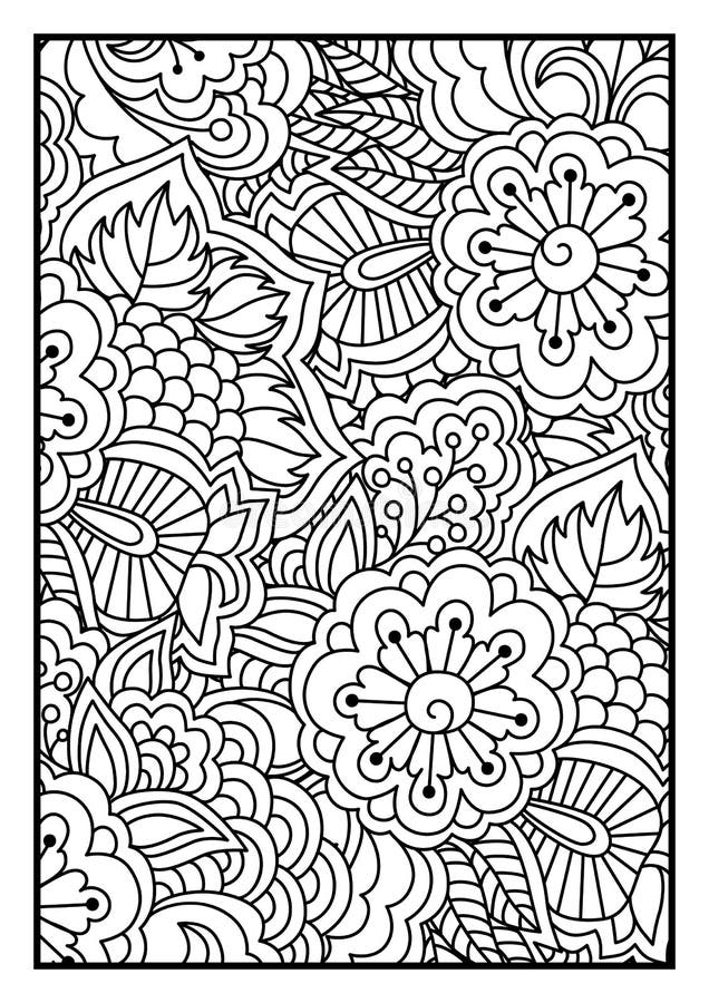 Floral Pattern for Coloring Book. Stock Vector - Illustration of ornate ...