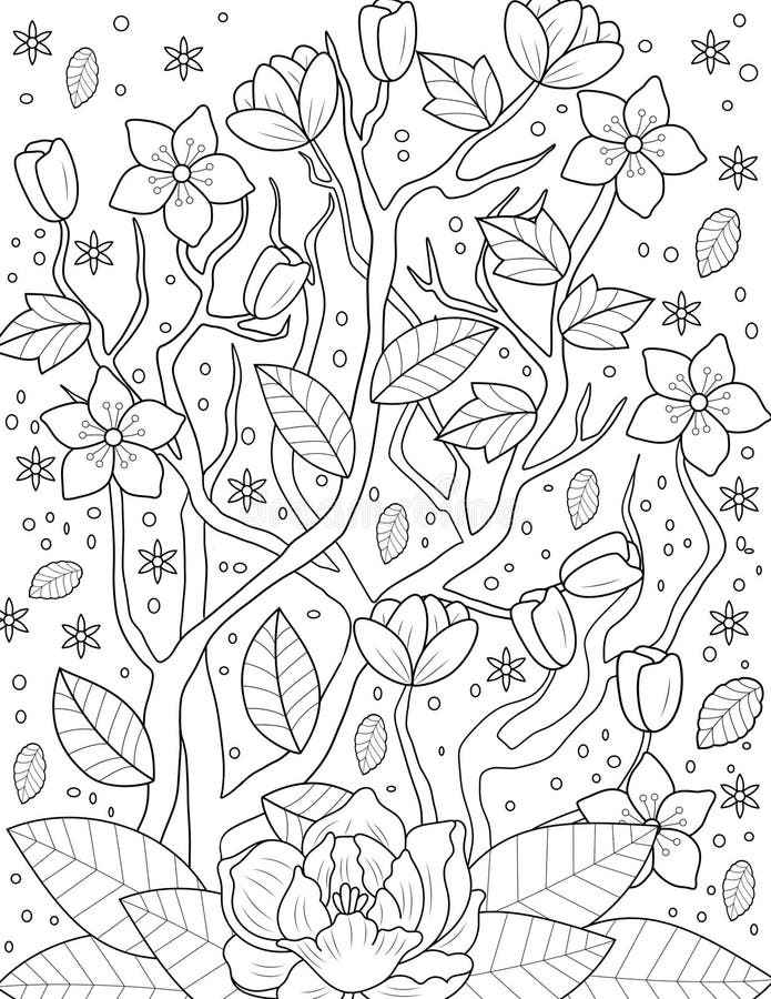 Floral Pattern Coloring Page for Adult Stock Illustration ...