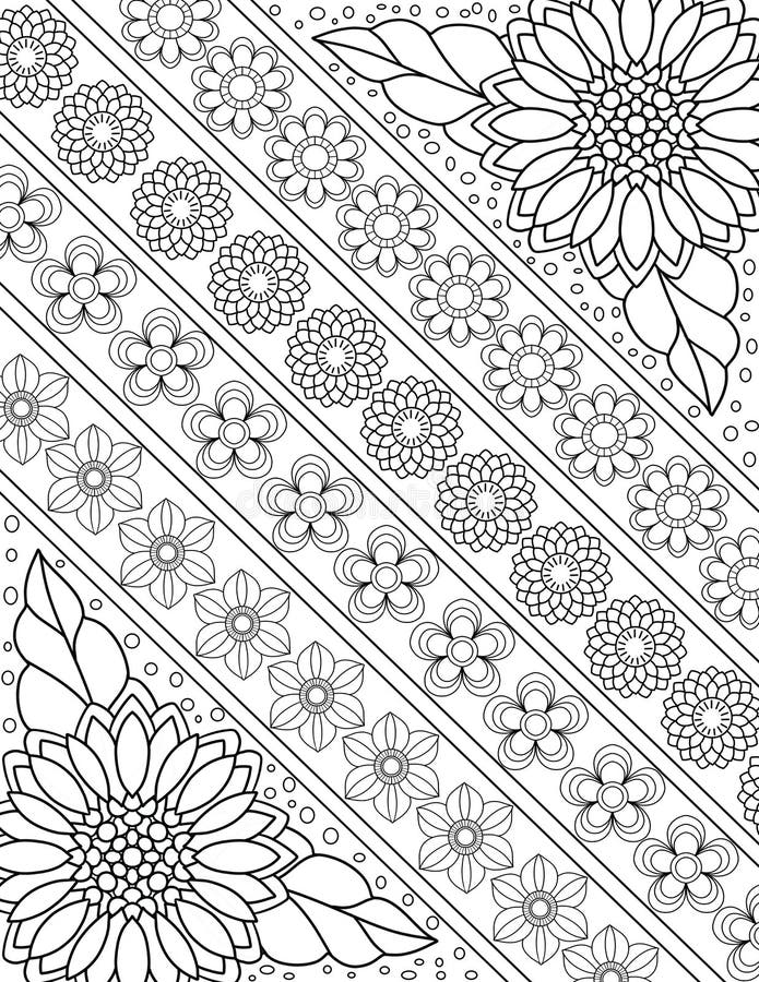 Floral Pattern Coloring Page for Adult Stock Illustration ...