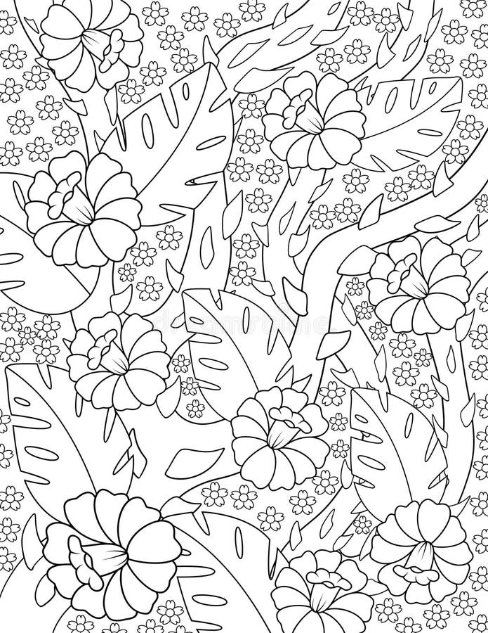 Floral Pattern Coloring Page for Adult Stock Illustration ...