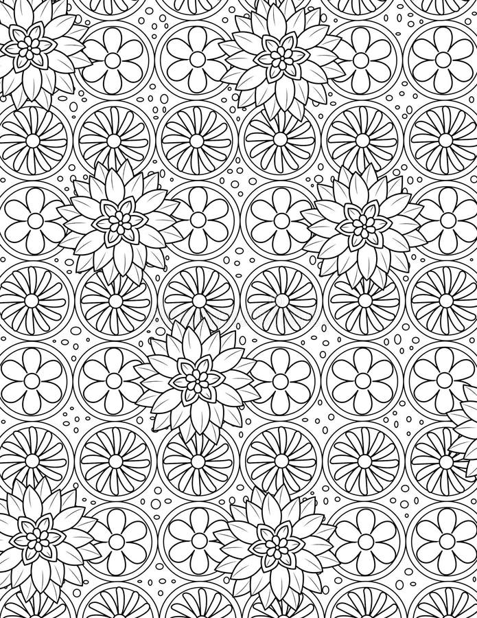 Floral Pattern Coloring Page for Adult Stock Illustration ...