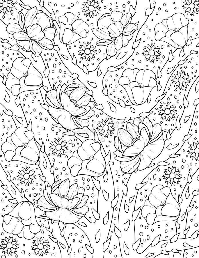 Floral Pattern Coloring Page for Adult Stock Illustration ...