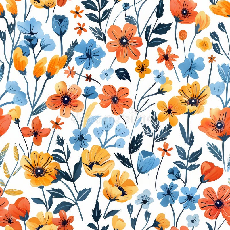 Floral Pattern Creates Whimsical Design Stock Illustration ...