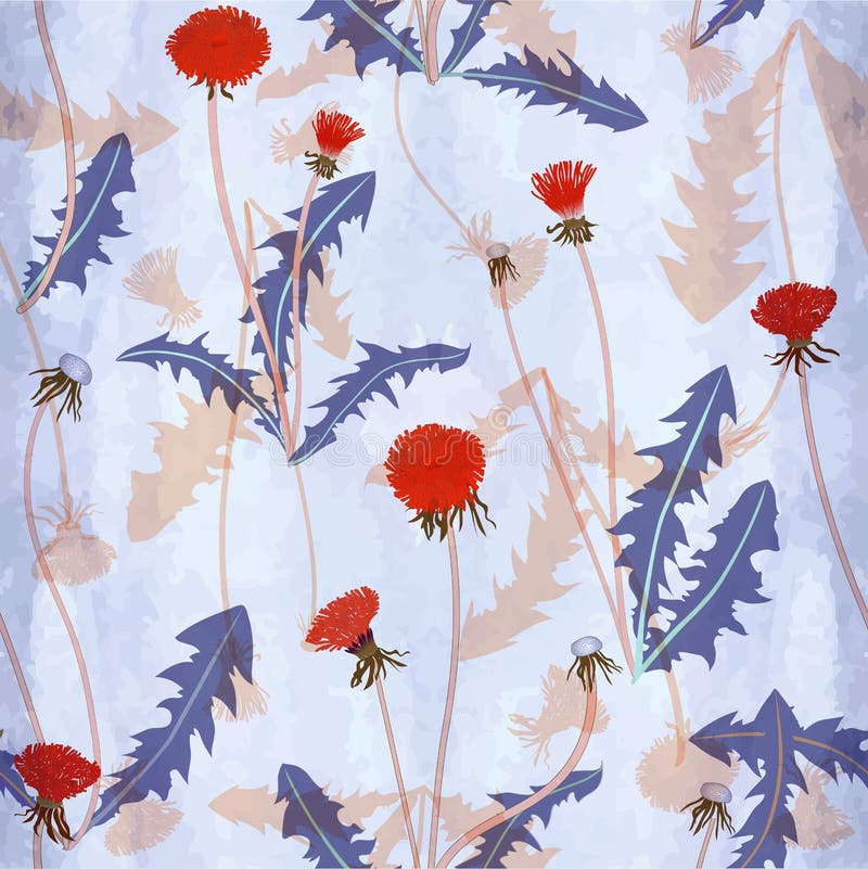 Floral Pattern with Dandelions Stock Vector - Illustration of butterfly ...