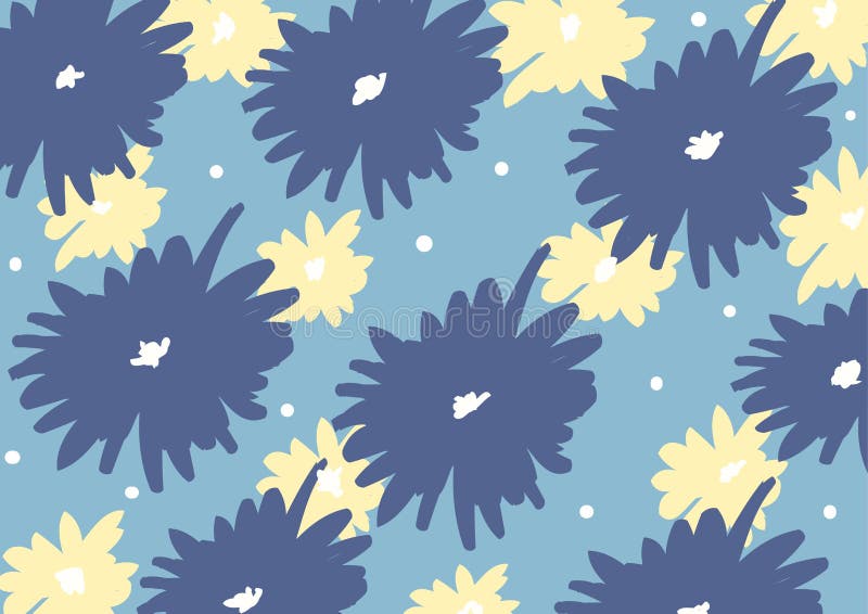 Floral Pattern with Delicate Blue and Yellow Color Stock Illustration ...
