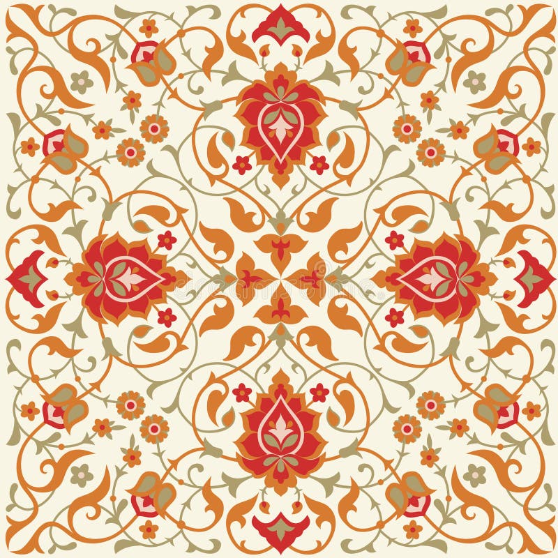Floral Pattern in Eastern Style Stock Vector - Illustration of bogemian ...