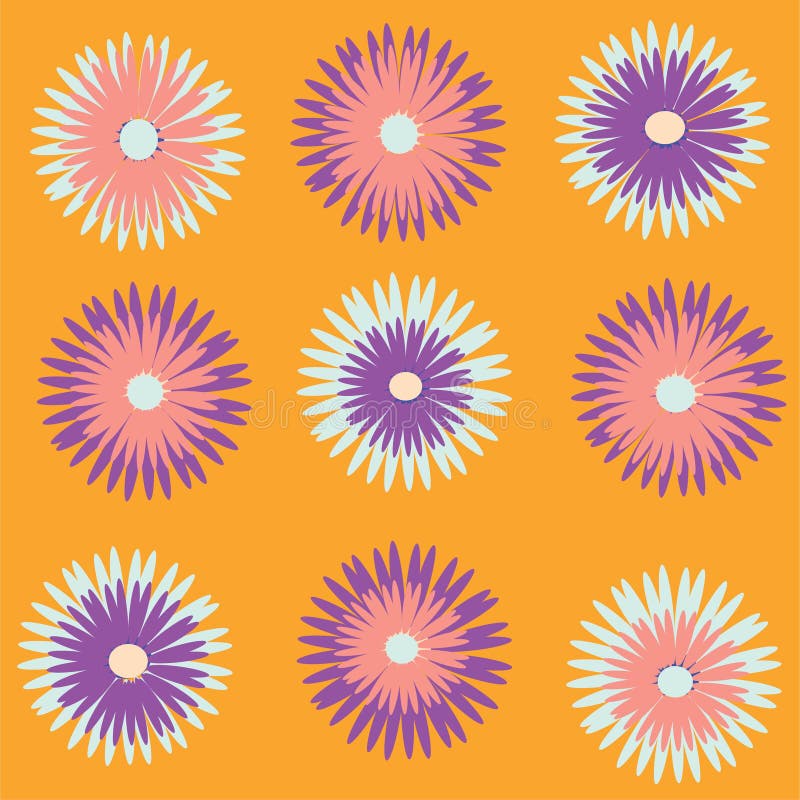 Floral Pattern for Fabric and Wallpaper, Orange Background with Bright ...