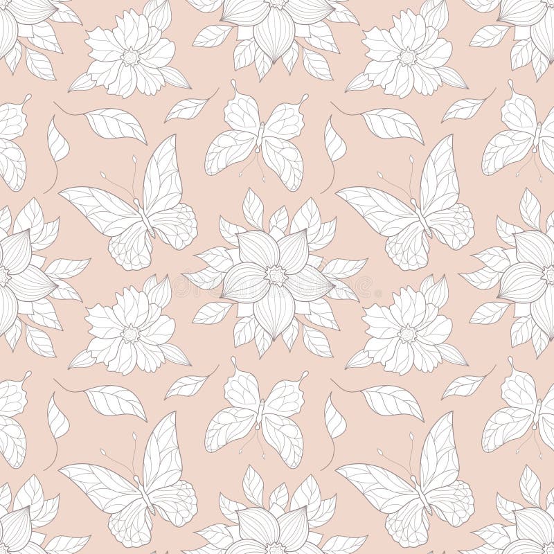 Floral Pattern with Flowers and Butterflies , Seamless Pattern with ...