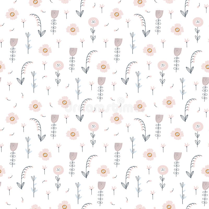 Floral Pattern with Flowers and Leaves. Cute Pattern with Small Flowers ...