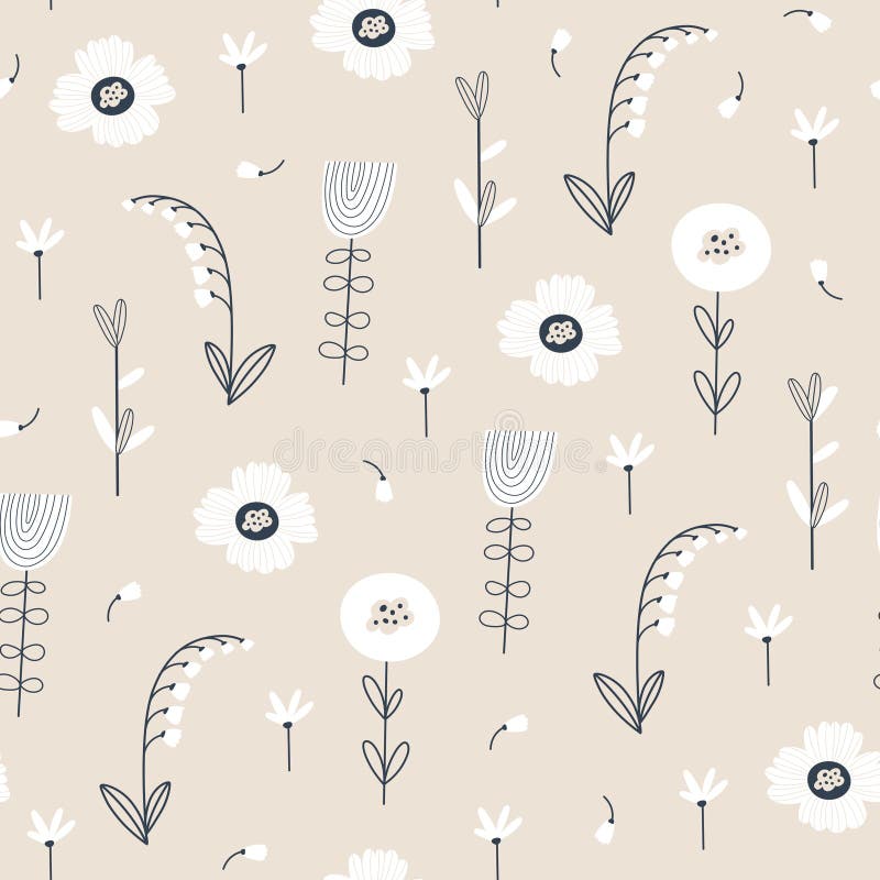 Floral Pattern with Flowers and Leaves. Cute Pattern with Small Flowers ...