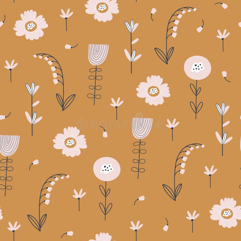 Floral Pattern with Flowers and Leaves. Cute Pattern with Small Flowers ...