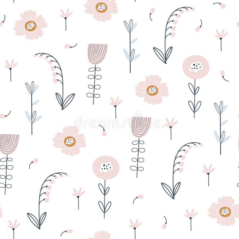 Floral Pattern with Flowers and Leaves. Cute Pattern with Small Flowers ...