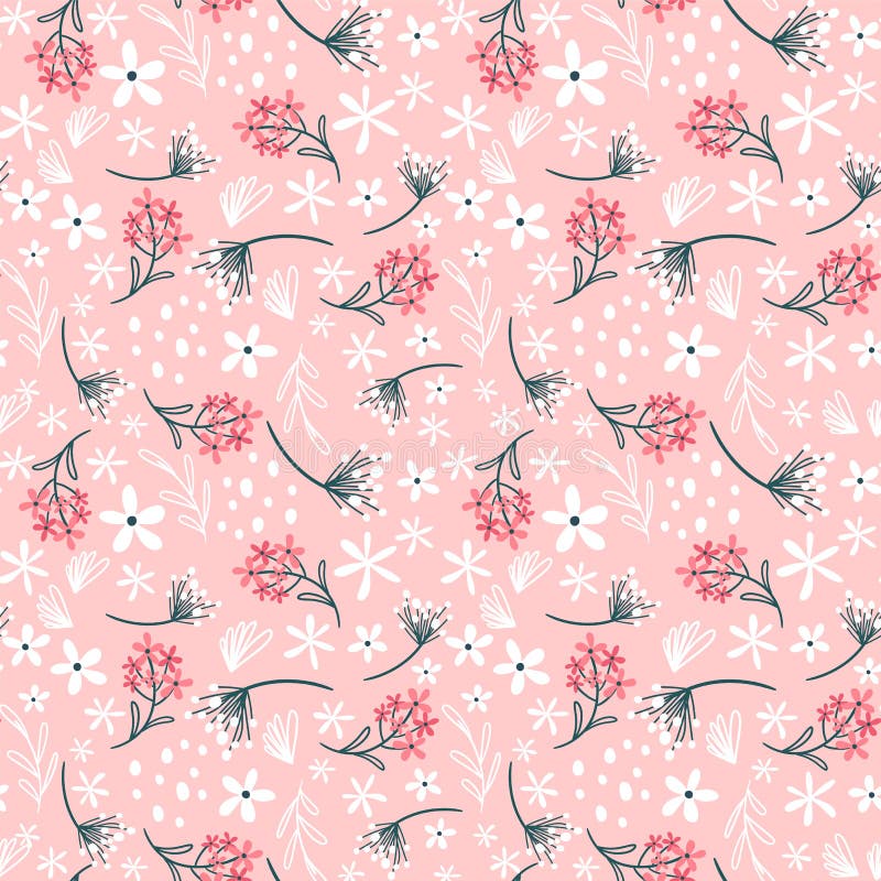 Floral Pattern with Flowers and Leaves. Cute Pattern with Small Flowers ...