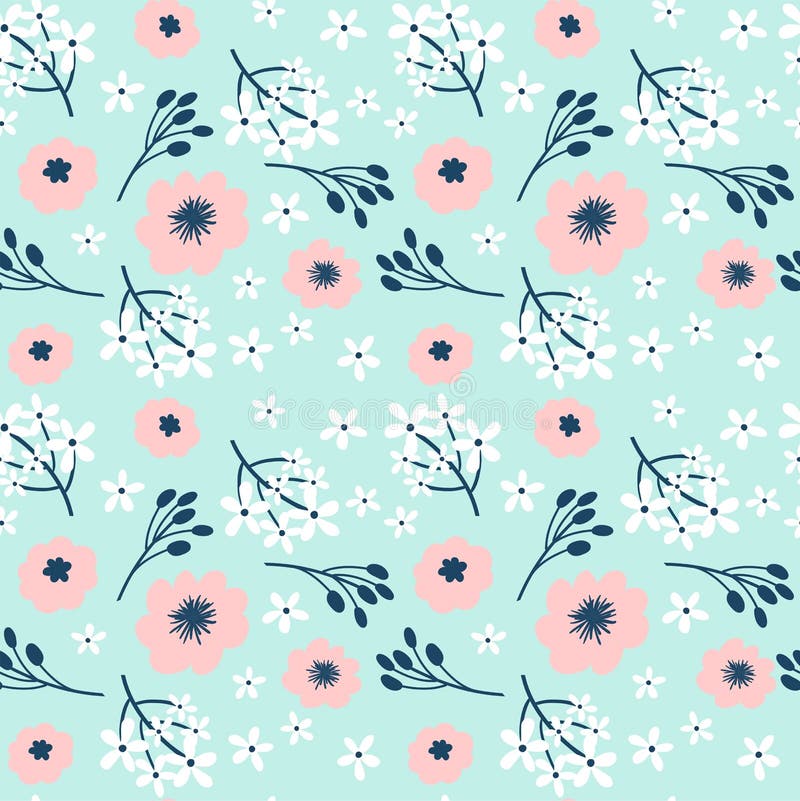 Floral Pattern with Flowers and Leaves. Cute Pattern with Small Flowers ...