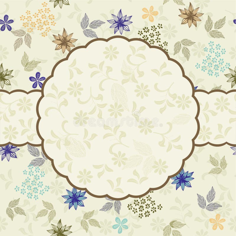 Floral Pattern with Frame in Vector Stock Vector - Illustration of ...