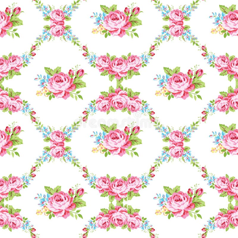 Floral Pattern With Pink Rose Stock Vector - Illustration of pink ...