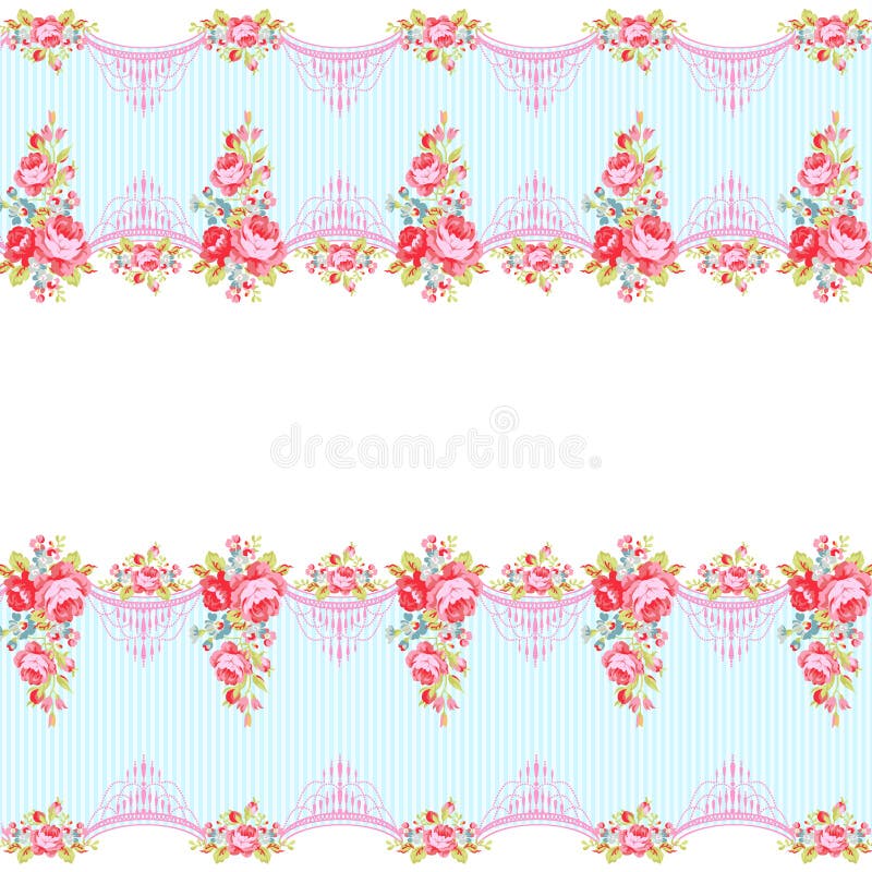 Floral Pattern with Garden Pink Roses Stock Vector - Illustration of ...