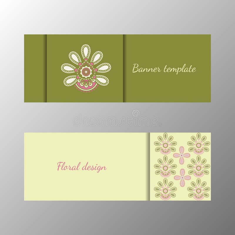 Floral Pattern Green Horizontal Banner Collection Stock Vector ...