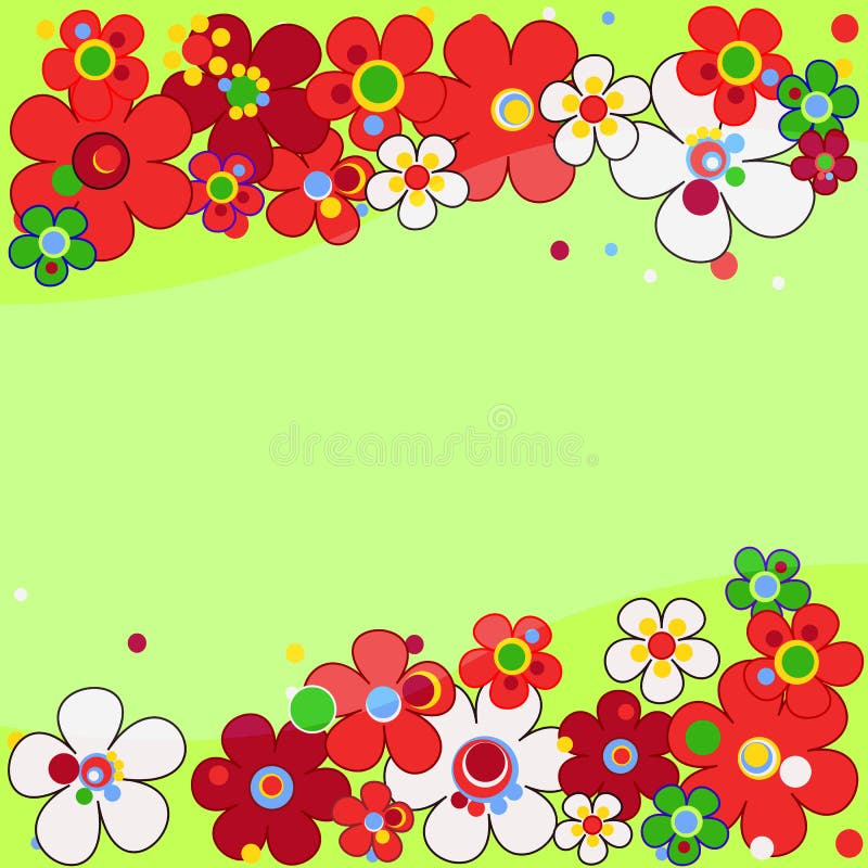 Floral Pattern in Green Tones with Red Flowers Stock Vector ...