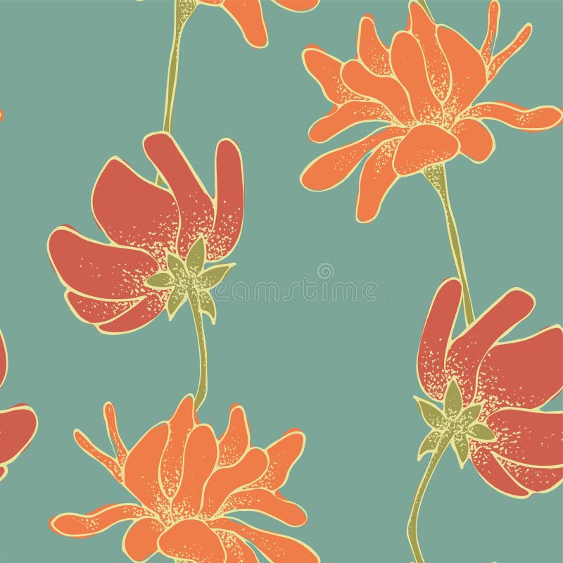 Floral Pattern with Hand-drawn Flowers Stock Vector - Illustration of ...