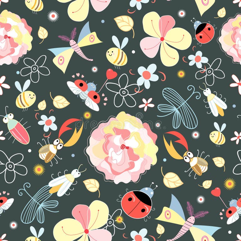 Sketch Beetles Seamless Pattern Stock Illustrations – 533 Sketch ...