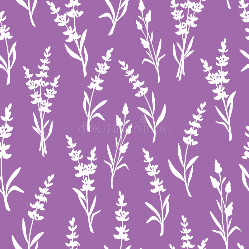 Floral Pattern with Lavender Flowers. Vector Seamless Background Stock ...