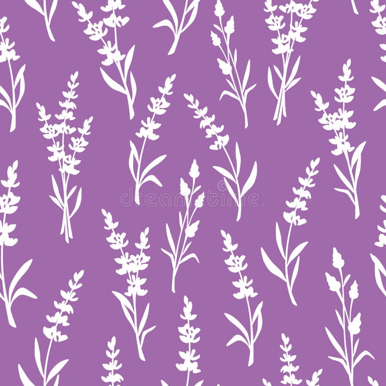 Floral Pattern with Lavender Flowers. Vector Seamless Background Stock ...
