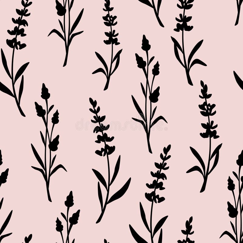 Floral Pattern with Lavender Flowers. Vector Seamless Print Stock ...