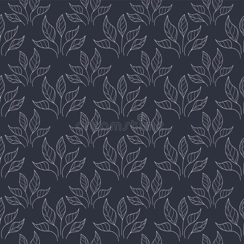Floral Pattern with Leaves, Seamless Background with Outline Leaves ...