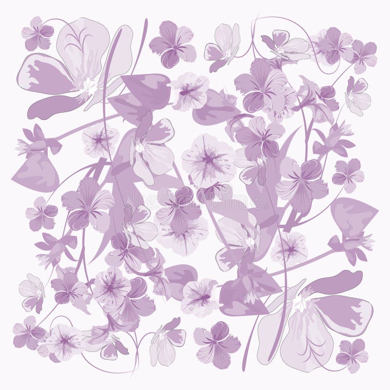 Floral Pattern in Lilac Tones, Vector Pastel Stock Vector ...