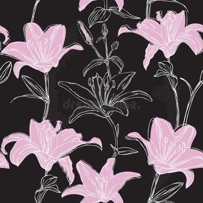 Floral Lily Pattern Stock Illustrations – 52,377 Floral Lily Pattern ...