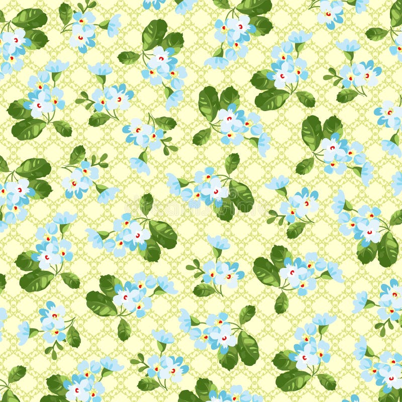 Floral Pattern with Little Blue Flowers Stock Vector - Illustration of ...