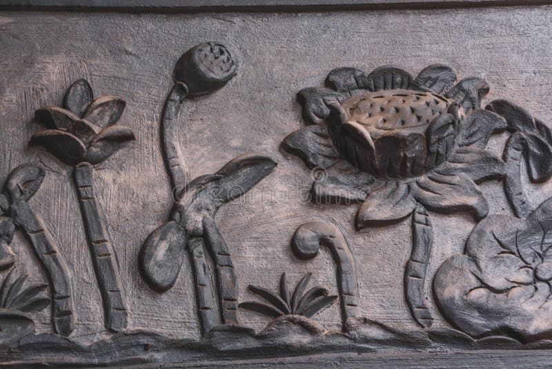 A Floral Pattern Molded of Clay in One of the Temples Stock Image ...