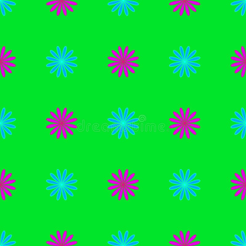 Floral Pattern On The Neon Green Background Stock Illustration ...