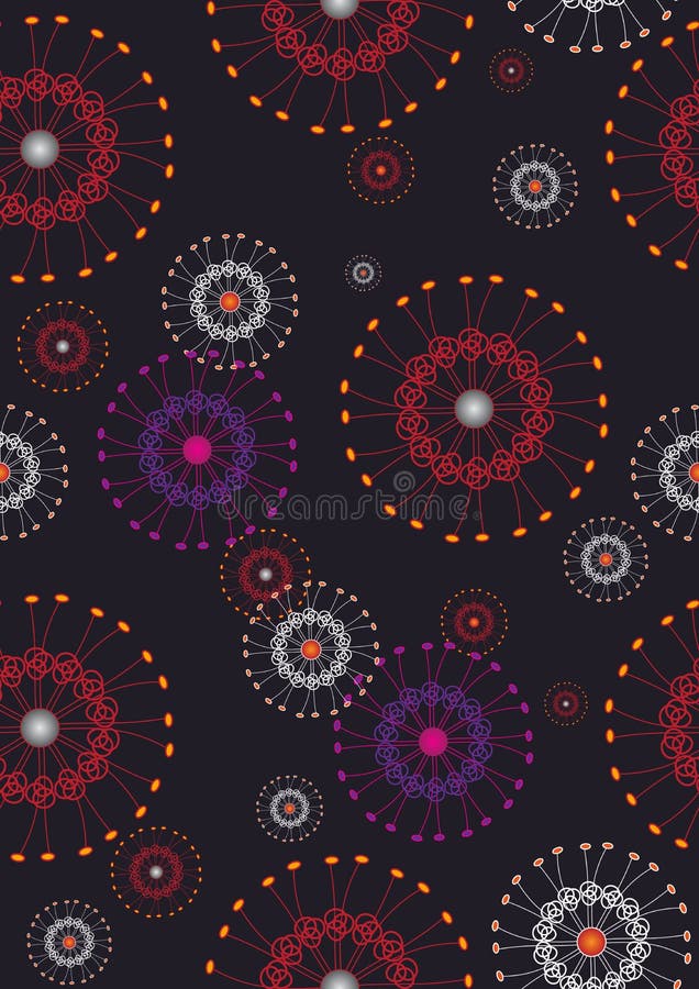 Floral Pattern in Orange, Purple and Red Colors Stock Vector ...