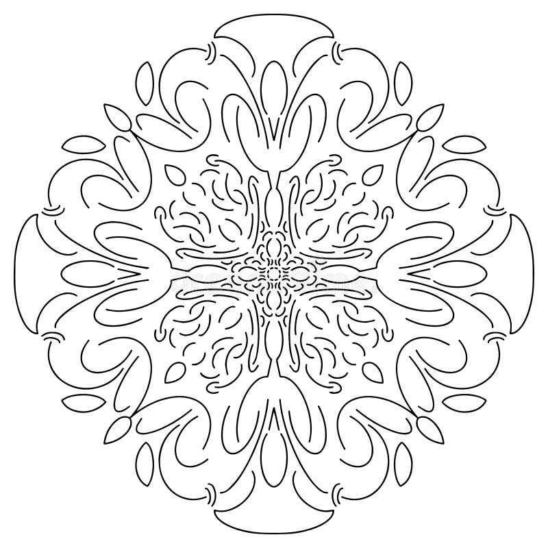 Floral Pattern. Outline Vector Illustration Stock Vector - Illustration ...