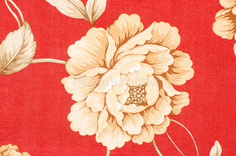 Floral Pattern on Red Fabric. Stock Illustration - Illustration of ...