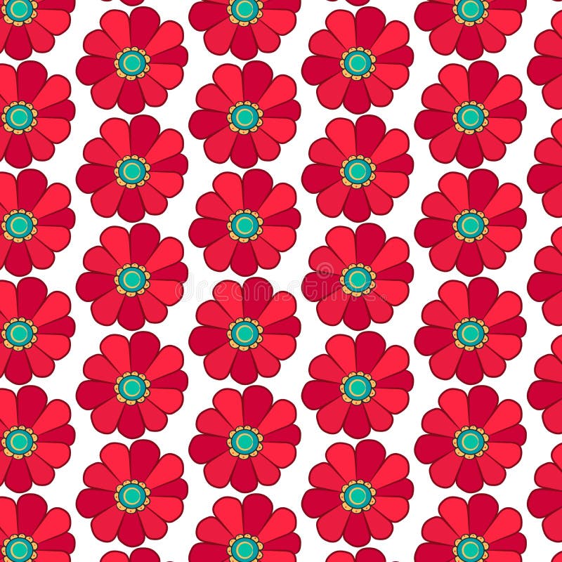 Floral Pattern. Red Flowers Stock Illustration - Illustration of fabric ...