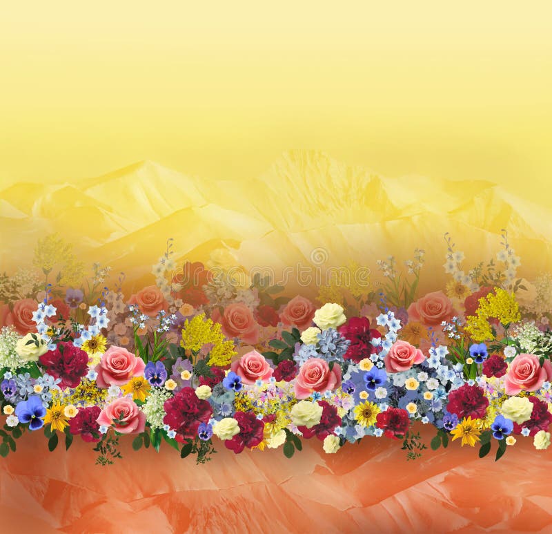 Floral Pattern on Seamless Cloth. Flower Bouquet. Fabric Stock ...