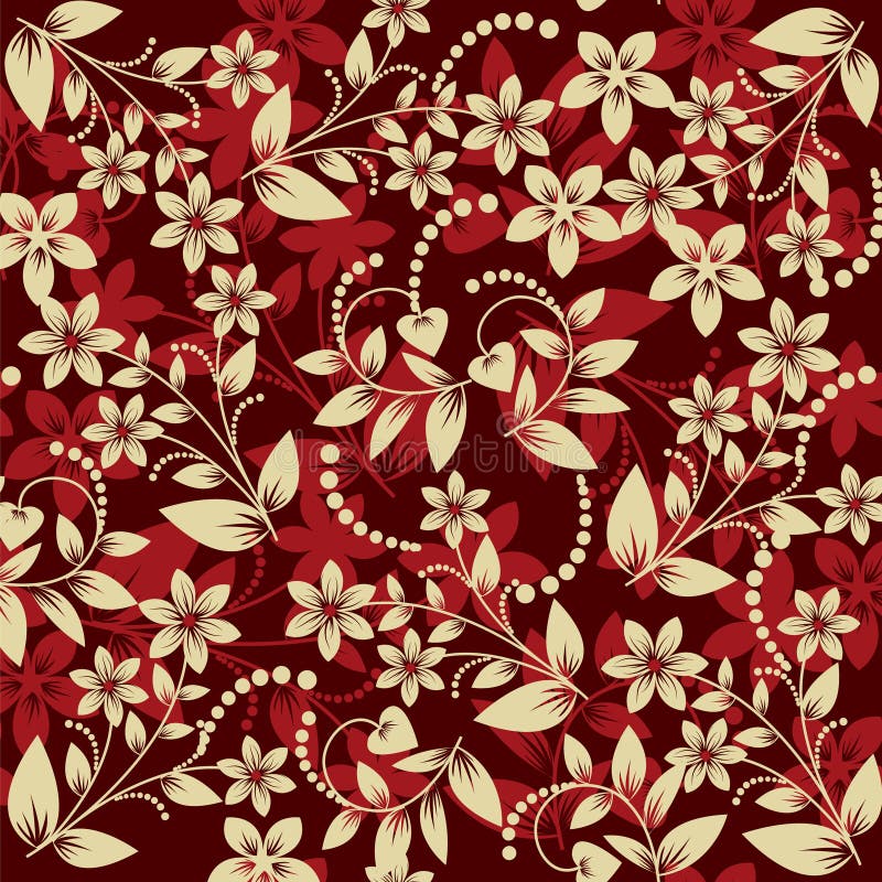 Floral Pattern Seamless on Red Background Stock Vector - Illustration ...