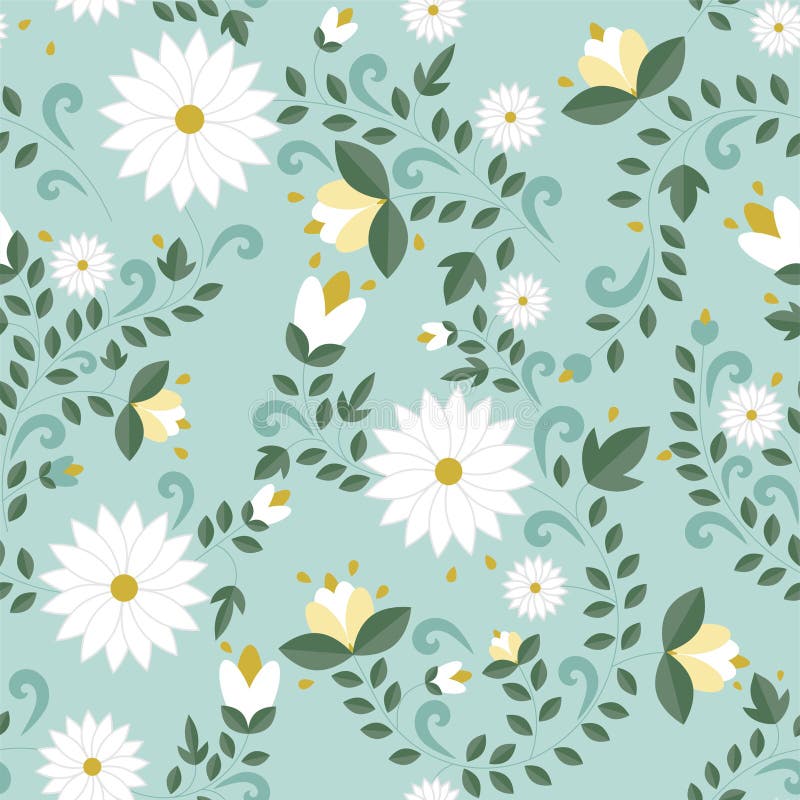 Floral Pattern, Seamless Texture with Flowers, Vector Seamless Female ...