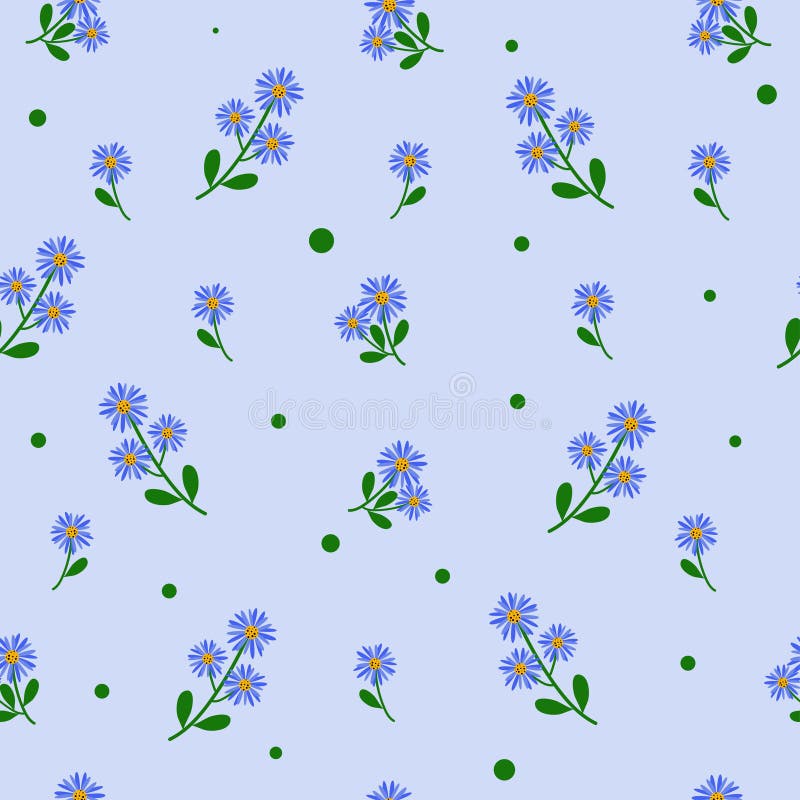 Floral Pattern with Small Blue Flowers on a Ivory White Background ...