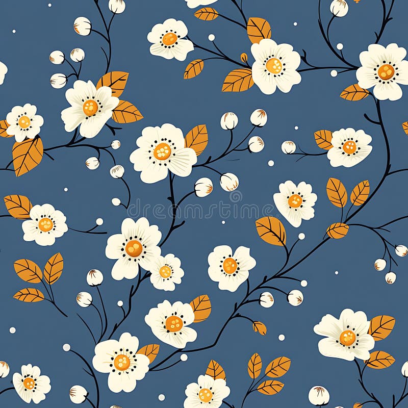 Floral Pattern with Small White Flowers Stock Illustration ...